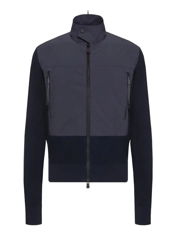 Moncler Zip-up Cotton Cardigan With Down-filled Front - Blue