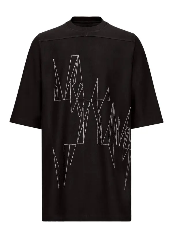 MONCLER + RICK OWENS Jumbo Cotton T-shirt With Geometric Stitching - Black