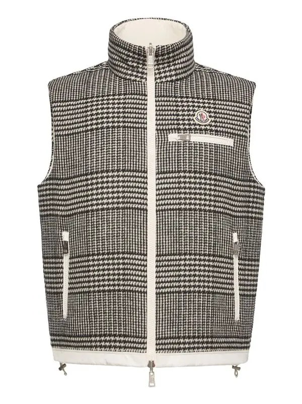 Moncler Gienah Reversible Wool Blend Down Vest - Grey