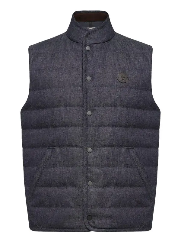Moncler Liorane Denim Down Vest - Blue
