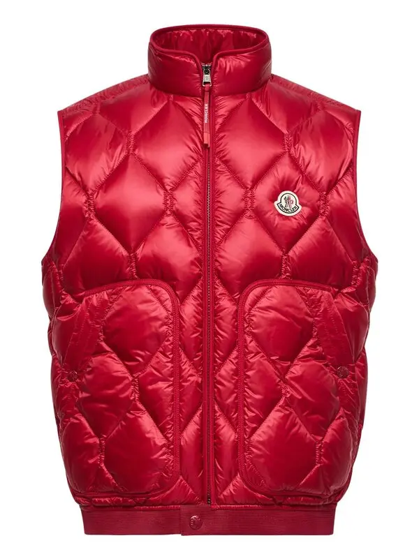 Moncler Erelia Diamond Quilted Down Vest - Red