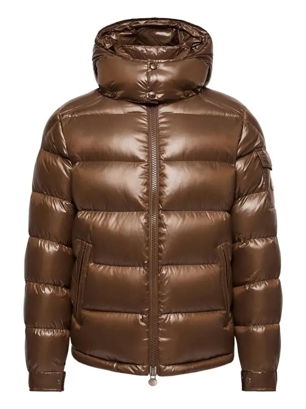 Moncler Maya Hooded Short Down Jacket - Brown