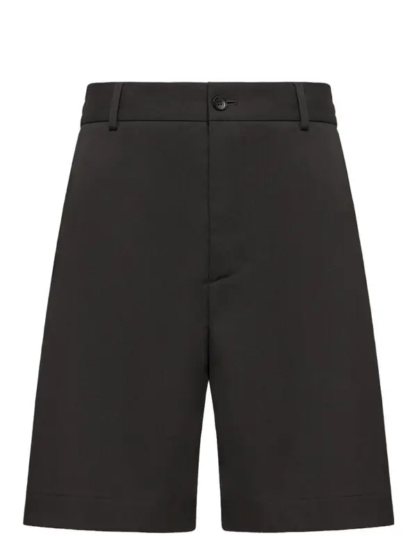 Moncler Wool Blend Gabardine Bermuda Shorts - Black