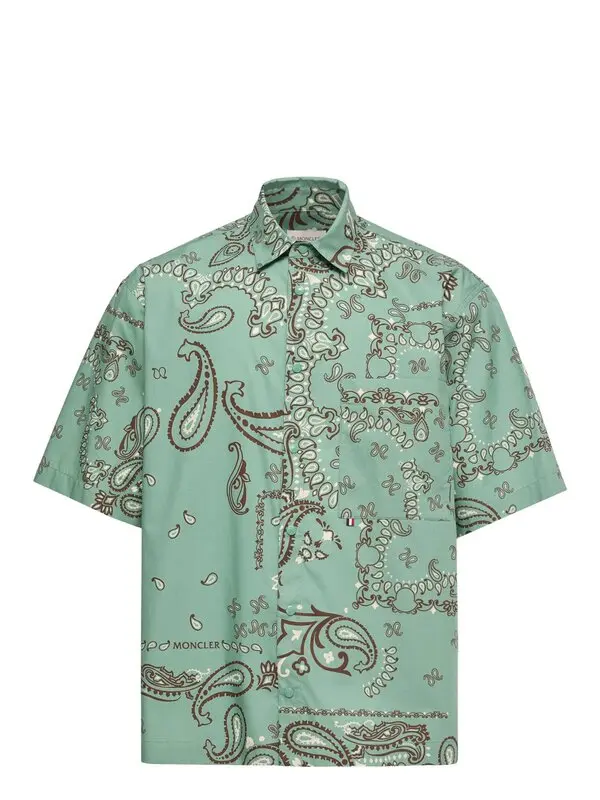 Moncler Paisley Cotton Short Sleeve Shirt - Green
