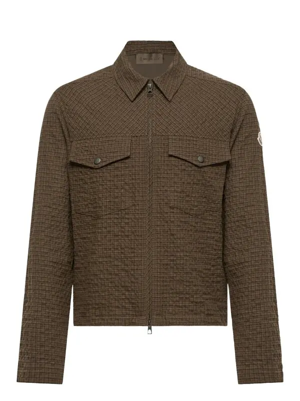 Moncler Micro Madras Flannel Shirt Jacket - Brown