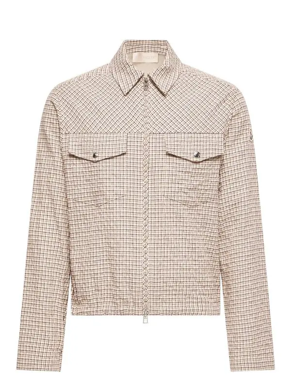 Moncler Micro Madras Flannel Shirt Jacket - White