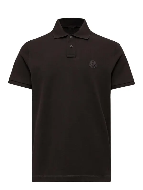 Moncler Logo Cotton Piquet Polo Shirt - Black