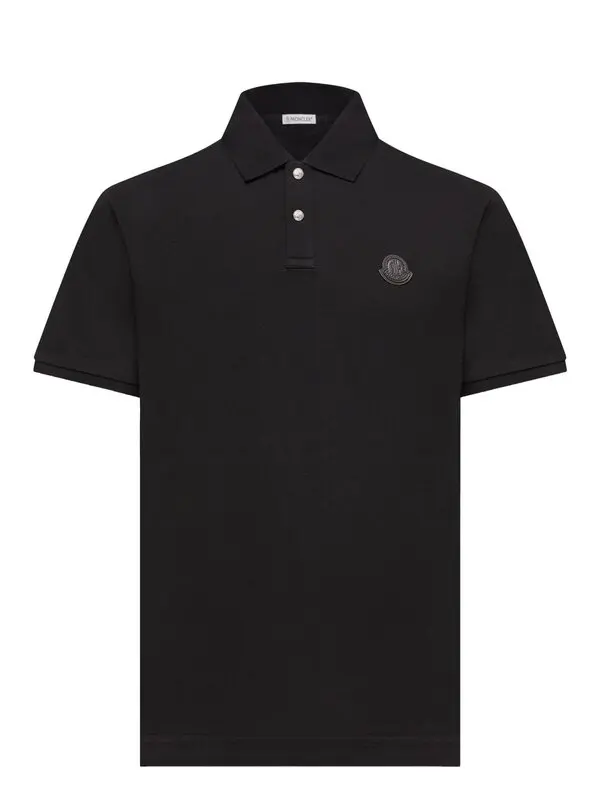 Moncler Logo Patch Cotton Piquet Polo Shirt - Black