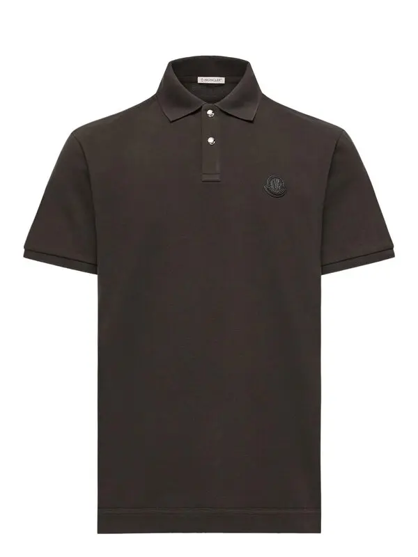 Moncler Logo Patch Cotton Piquet Polo Shirt - Green