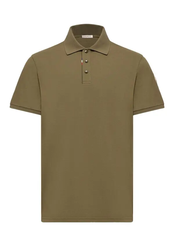 Moncler Logo Cotton Piquet Polo Shirt - Green
