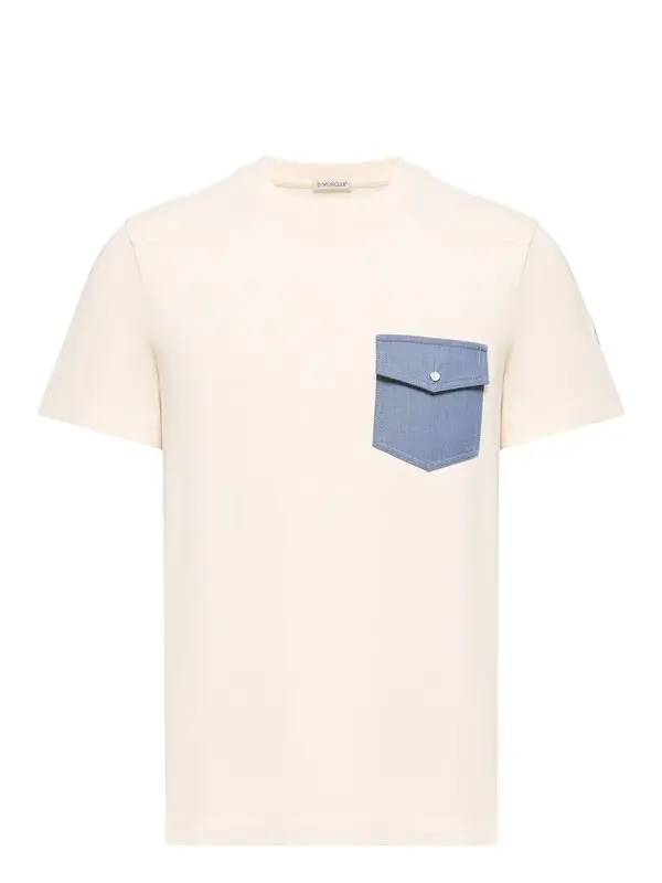 Moncler Cotton Jersey T-shirt With Denim Pocket - White