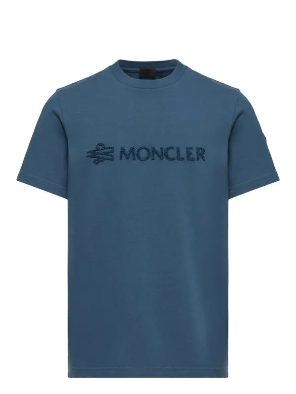 Moncler Logo Cotton T-shirt - Blue