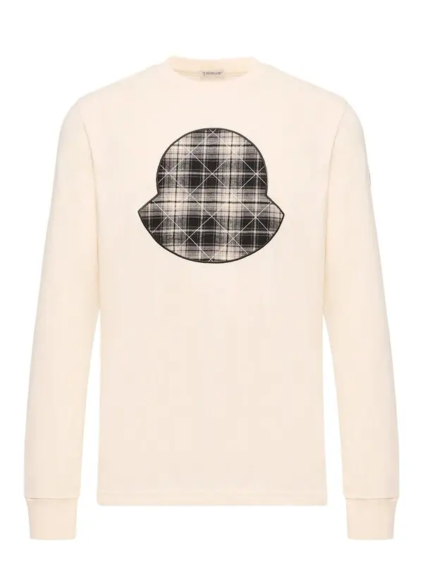 Moncler Check Panel Cotton Jersey T-shirt - White