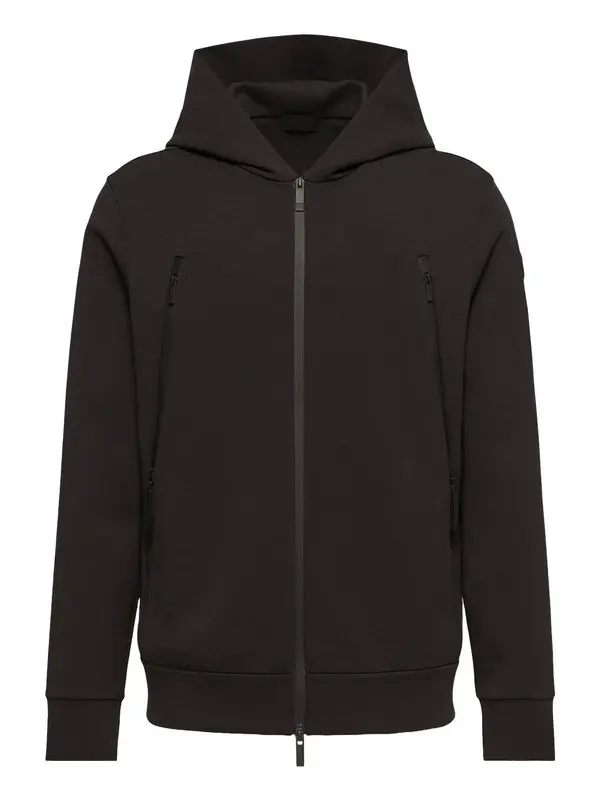 Moncler Cotton Blend Zip-up Hoodie - Black