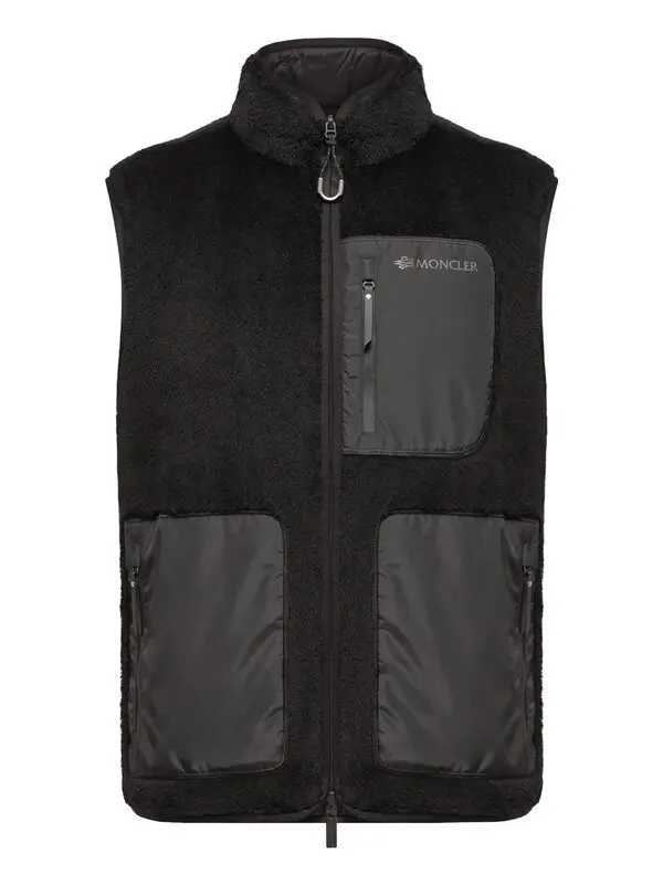Moncler Teddy Fleece Reversible Down Vest - Black