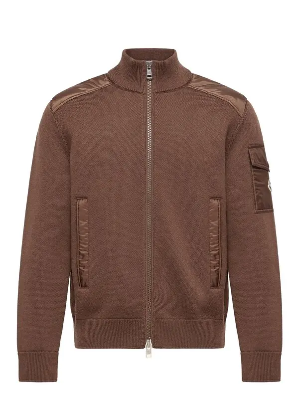 Moncler Padded Wool Zip-up Cardigan - Brown