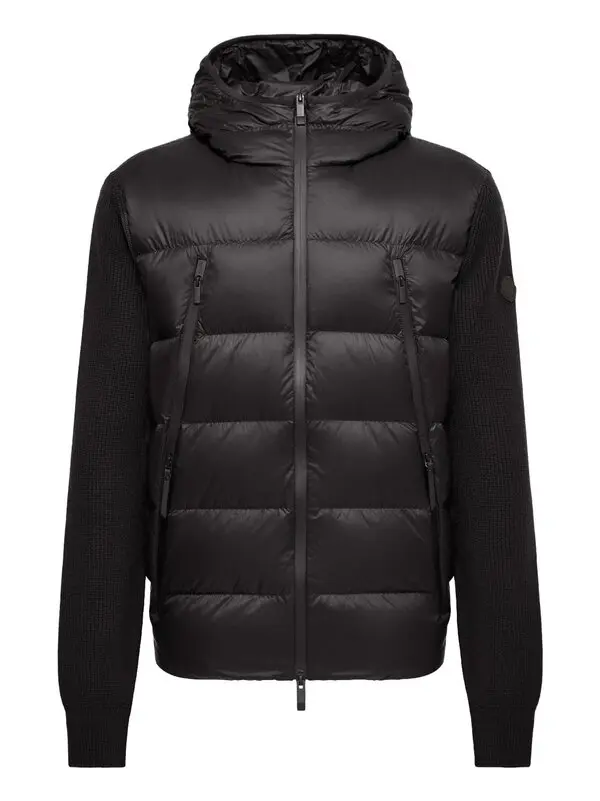 Moncler Wool Padded Zip-up Cardigan - Black