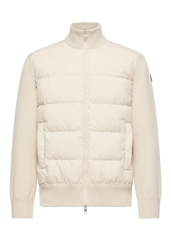 Moncler Padded Wool Zip-up Cardigan - Beige
