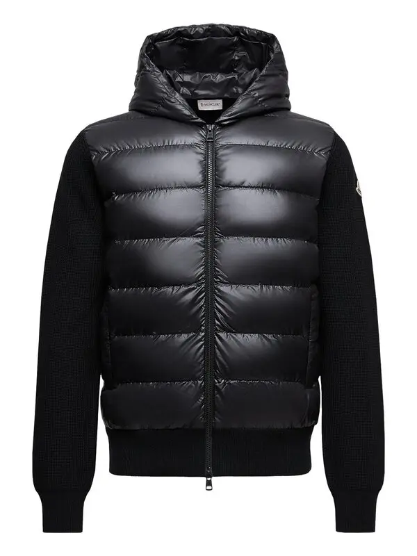 Moncler Padded Wool Zip-up Hoodie - Black