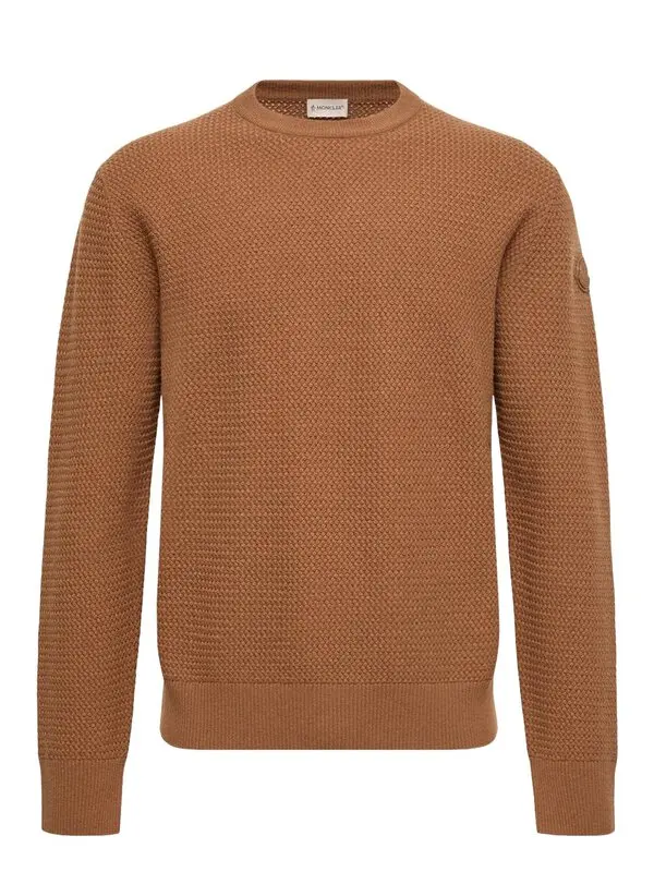 Moncler Textured Cashmere & Wool Sweater - Brown