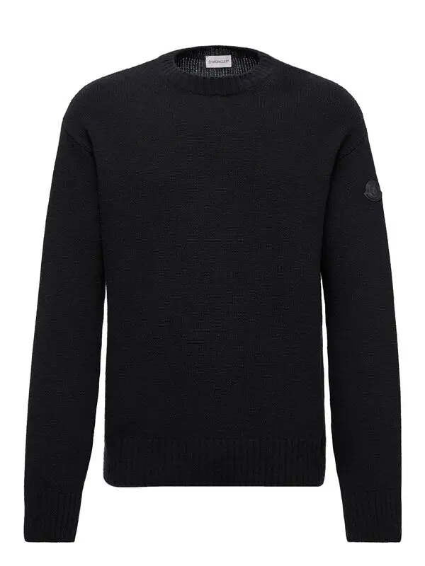 Moncler Wool & Cashmere Blend Crew Neck Sweater - Black