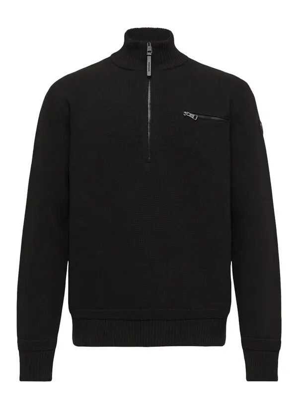 Moncler Wool & Cashmere Blend Turtleneck Sweater With Zip Pocket - Black