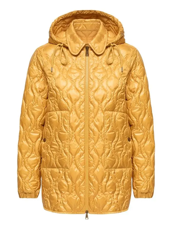 Moncler Balette Geometric Quilted Mid-length Down Jacket - Yellow