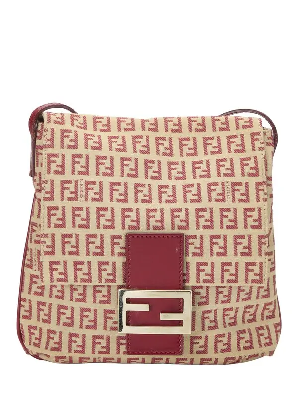Fendi Zucchino Canvas Crossbody Bag - Red