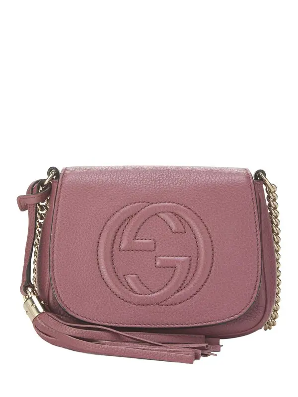 Gucci Grained Leather Soho Chain Flap Crossbody - Purple