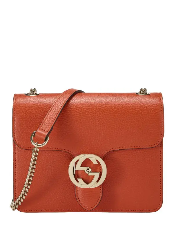 Gucci Leather Interlocking Crossbody - Orange