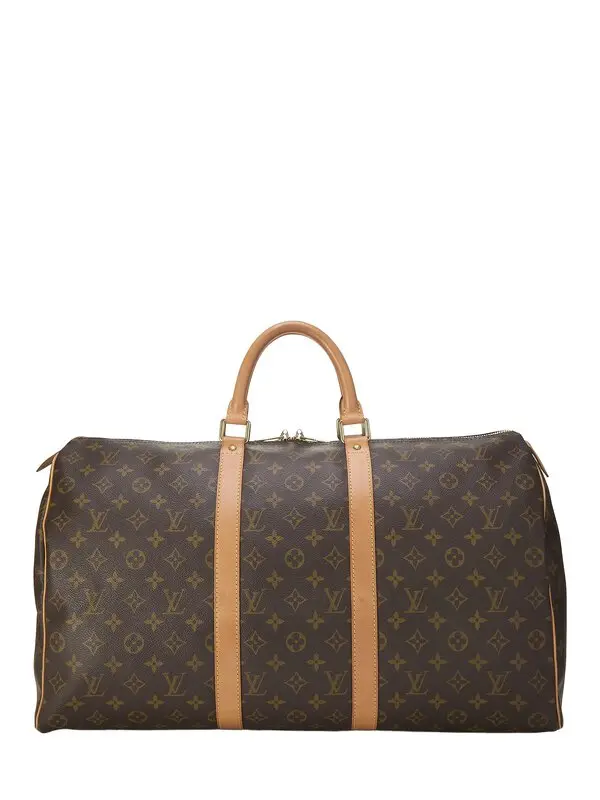 LOUIS VUITTON Monogram Keepall 50 Duffle Bag - Brown