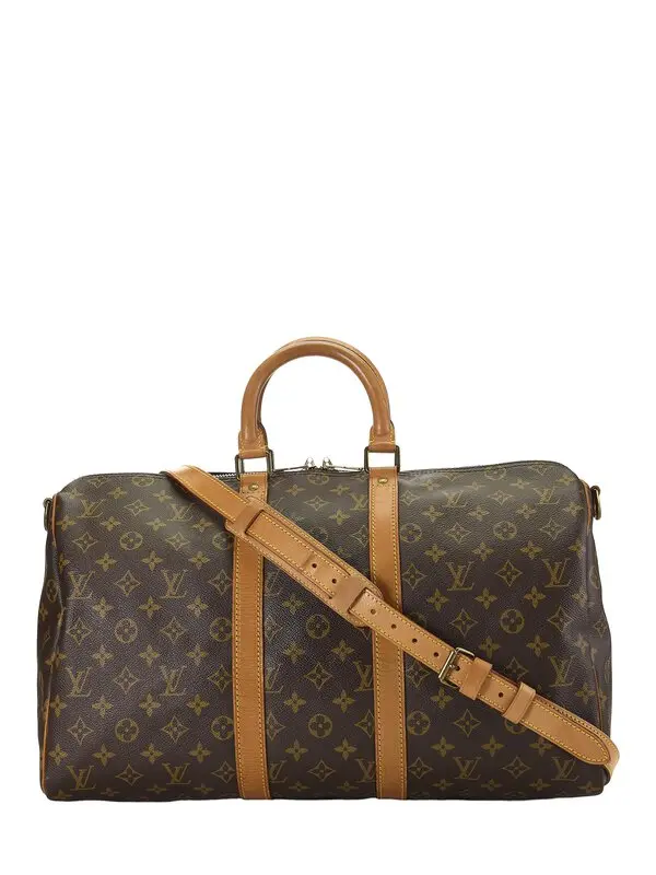 LOUIS VUITTON Monogram Keepall Bandouliere 45 Travel Bag - Brown