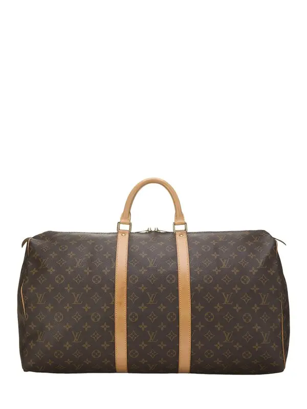 LOUIS VUITTON Monogram Keepall 55 Duffle Bag - Brown