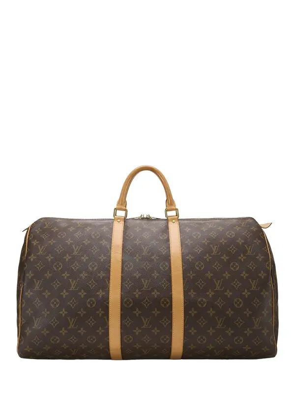 LOUIS VUITTON Monogram Keepall 55 Duffle Bag - Brown