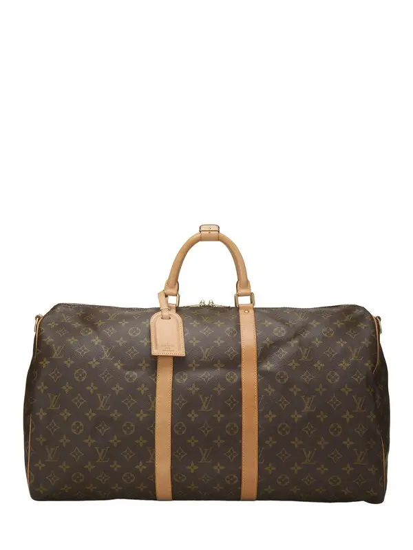 LOUIS VUITTON Monogram Keepall Bandouliere 55 Duffle Bag - Brown