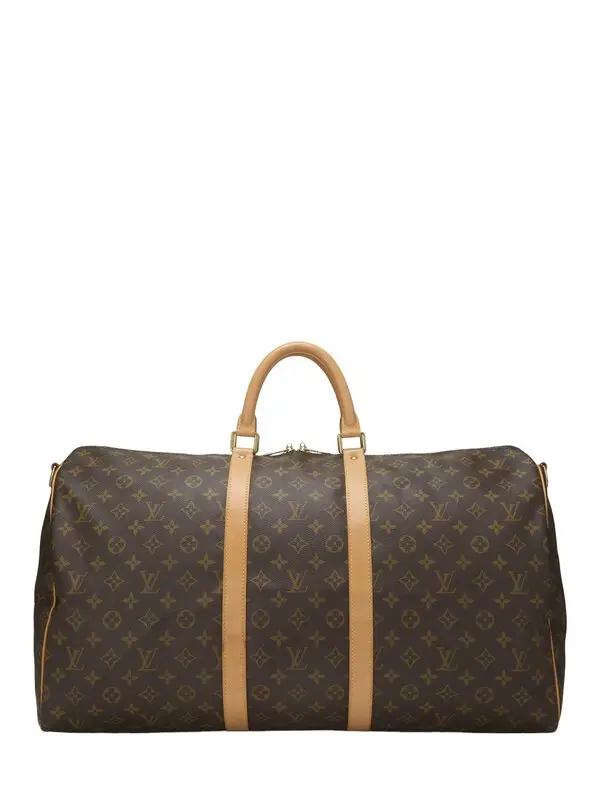 LOUIS VUITTON Monogram Keepall Bandouliere 55 Duffle Bag - Brown
