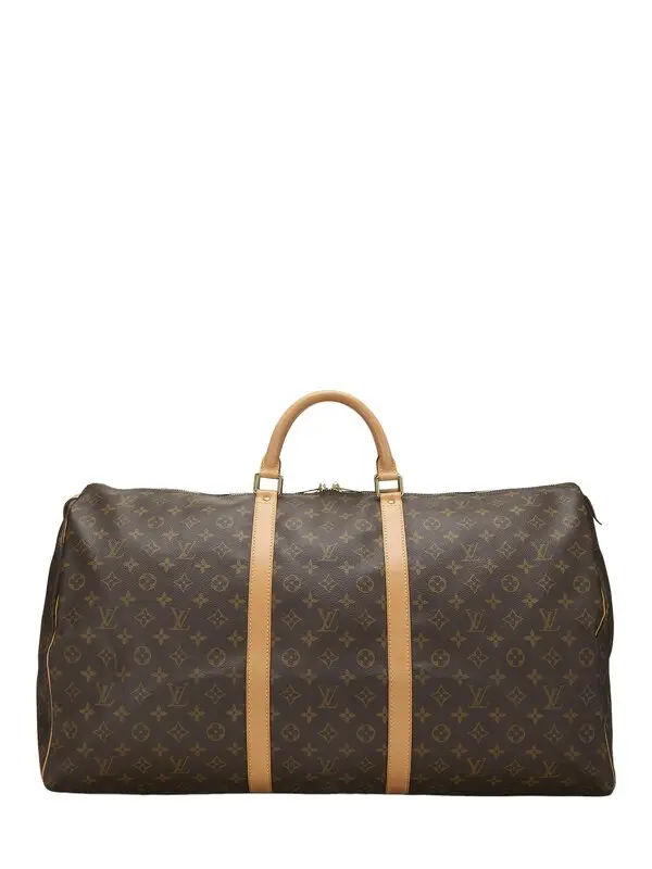 LOUIS VUITTON Monogram Keepall 60 Duffle Bag - Brown