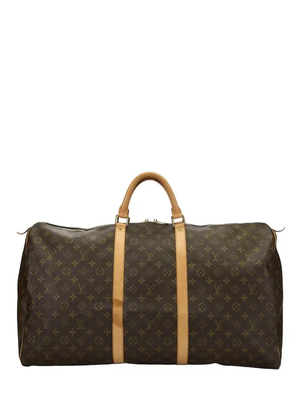 LOUIS VUITTON Monogram Keepall 60 Duffle Bag - Brown