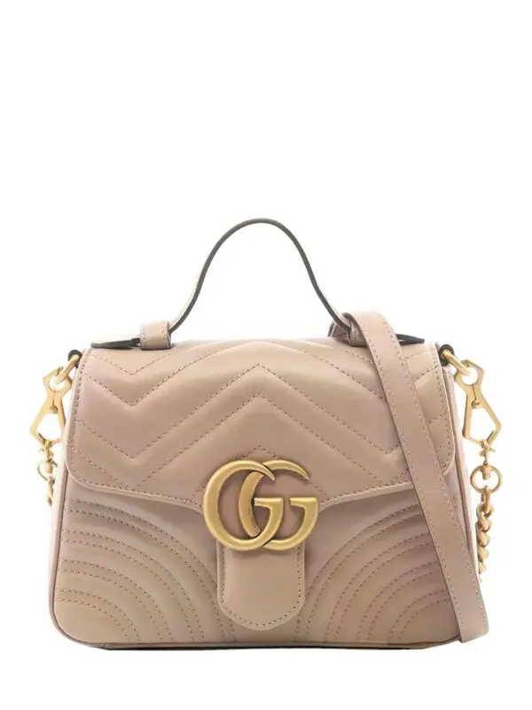 Gucci Mini Gg Marmont Matelassé Leather Top Handle Bag - Neutrals