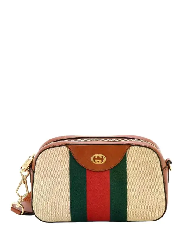 Gucci Camera Bag Vintage Web Canvas Crossbody Bag - Neutrals