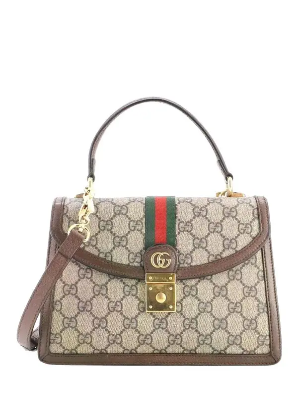 Gucci Ophidia Flap Top Handle Bag - Brown