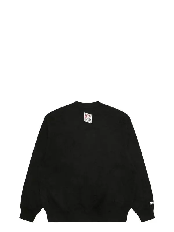 AAPE BY *A BATHING APE Moonface Logo Camo Crew Neck Sweatshirt - Black