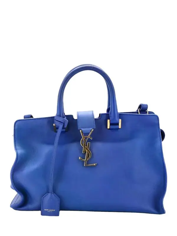 Saint Laurent Monogram Cabas Leather Small Satchel - Blue