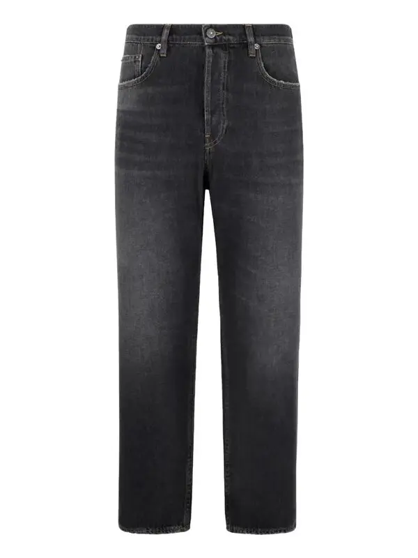 GOLDEN GOOSE Distressed Logo Patch Jeans - Black