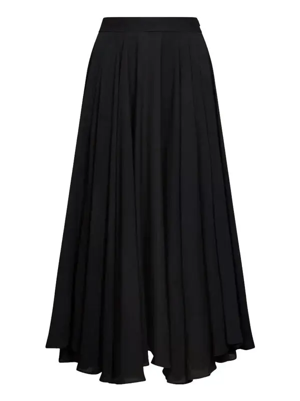 BLANCA VITA Pleated Asymmetric Midi Skirt - Black