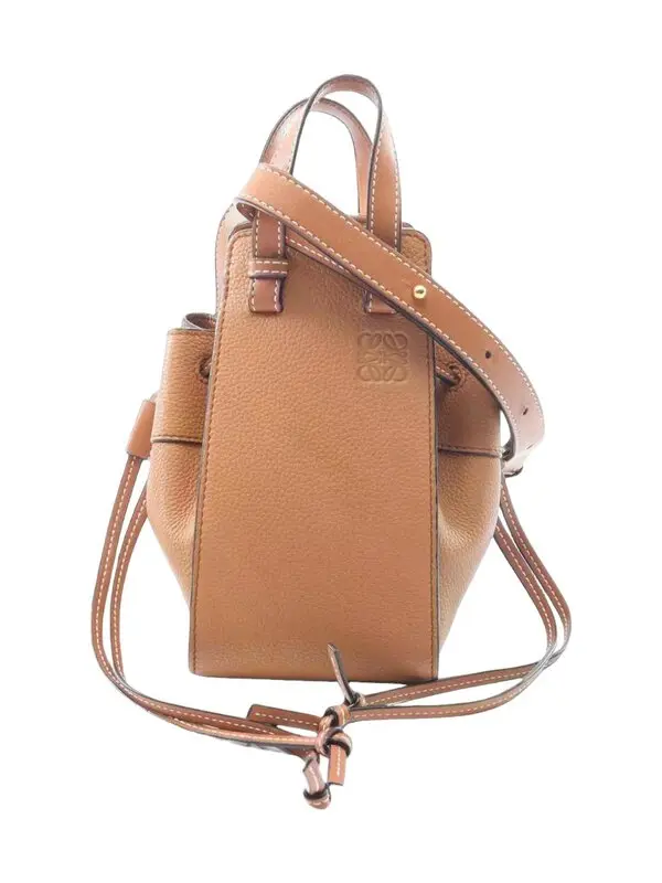 Loewe Grained Calfskin Drawstring Hammock Bag Satchel - Brown