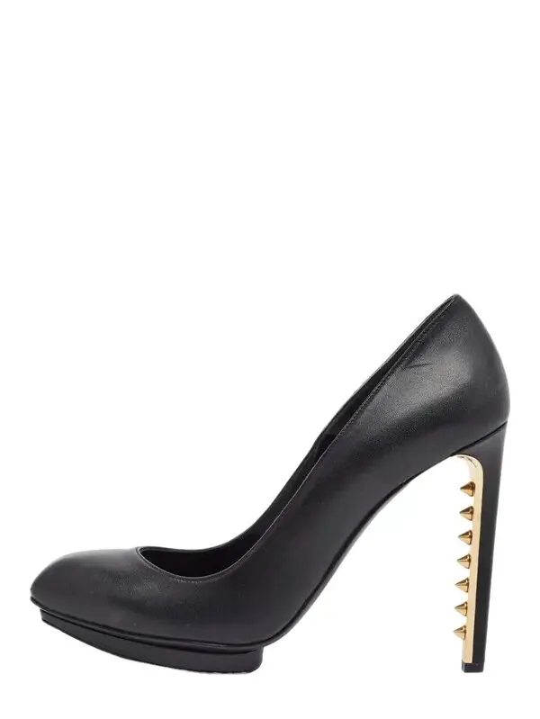 Alexander McQueen Leather Spiked Platform Stiletto Pumps - Black