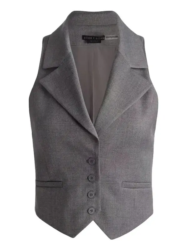 Alice + Olivia Erica Collar Deep V-neck Vest - Grey