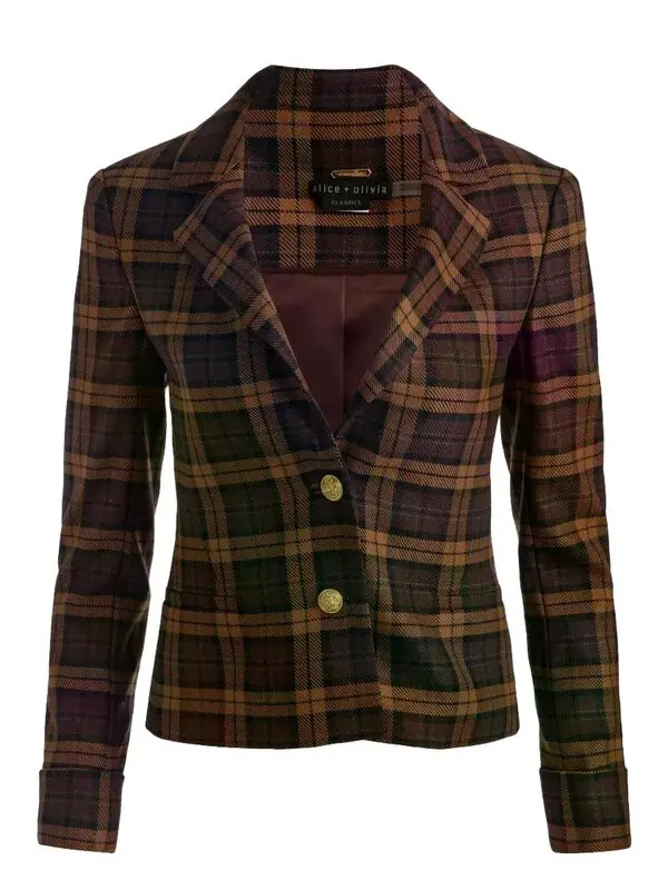 Alice + Olivia Macey Plaid Blazer - Brown