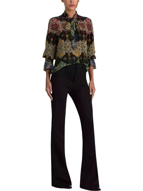 Alice + Olivia Lloyd Paisley-print Tie-neck Blouse - Black
